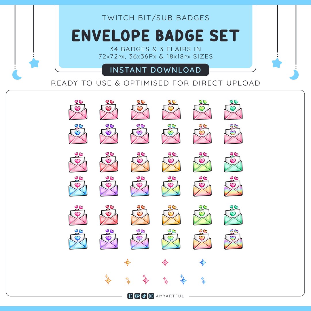 Twitch BIT / SUB Badges / Emojis / Emotes / Channel Art Sparkle Heart ...