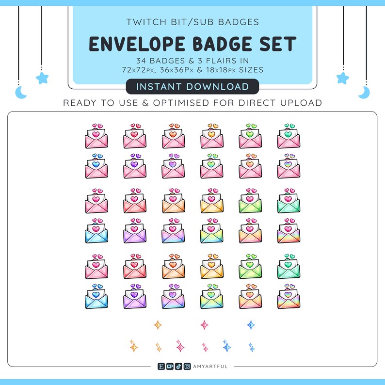 Twitch BIT / SUB Badges / Emojis / Emotes / Channel Art Sparkle Heart ...