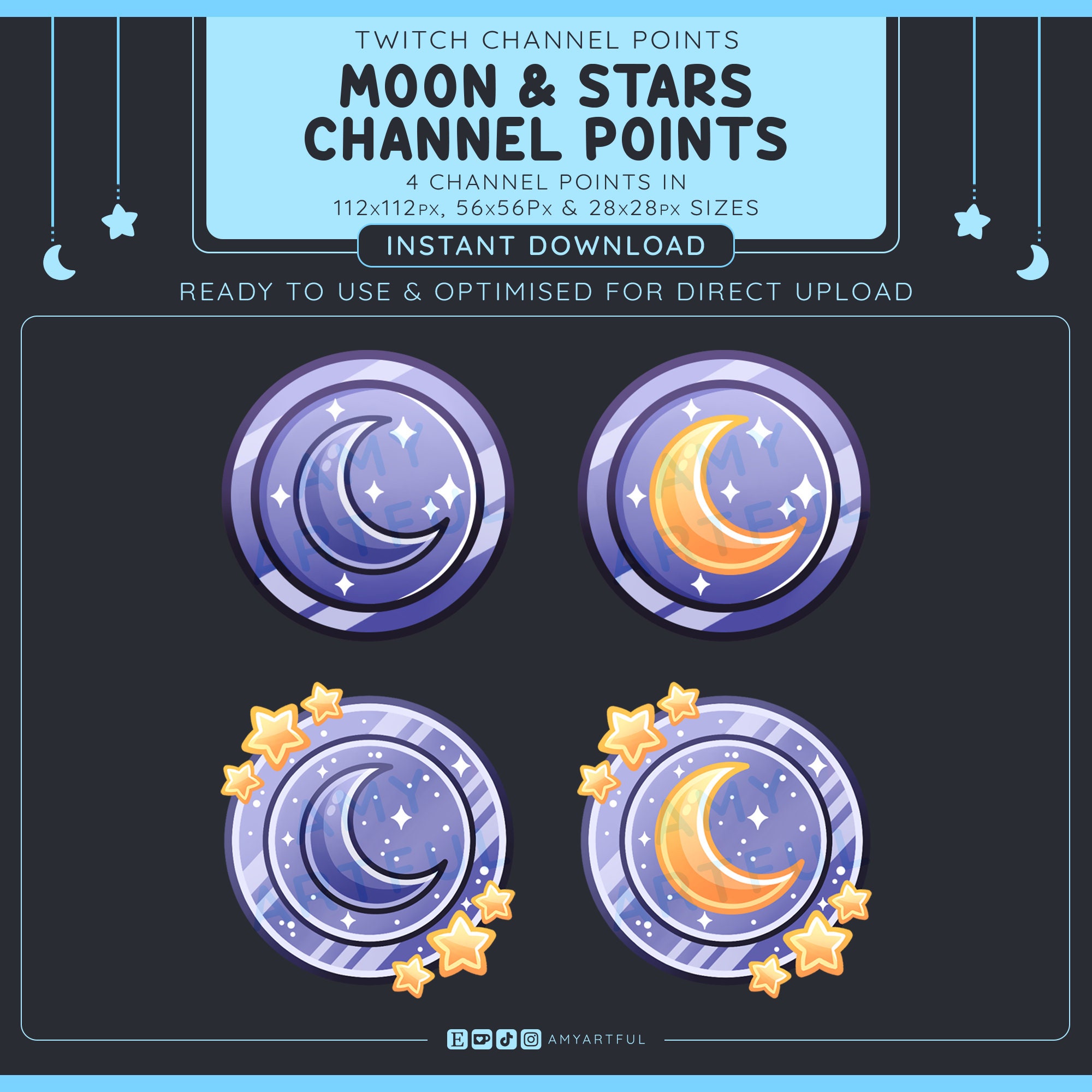 Twitch Channel Point / Emote / Channel Art Pngs Moon & Stars Coins ...