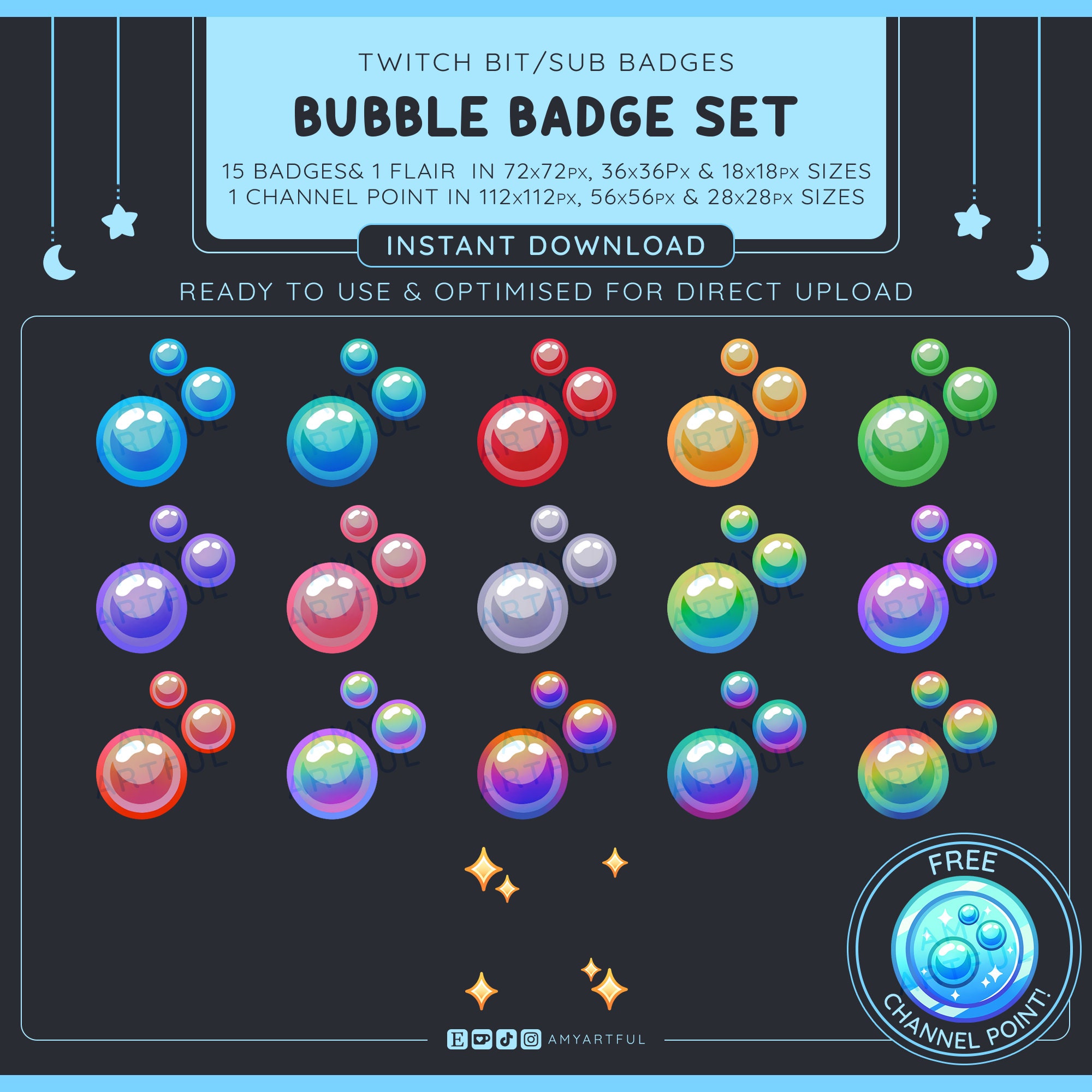 Twitch BIT SUB Badges / Flairs / Emotes / Channel Art Pngs Cute Bubble ...