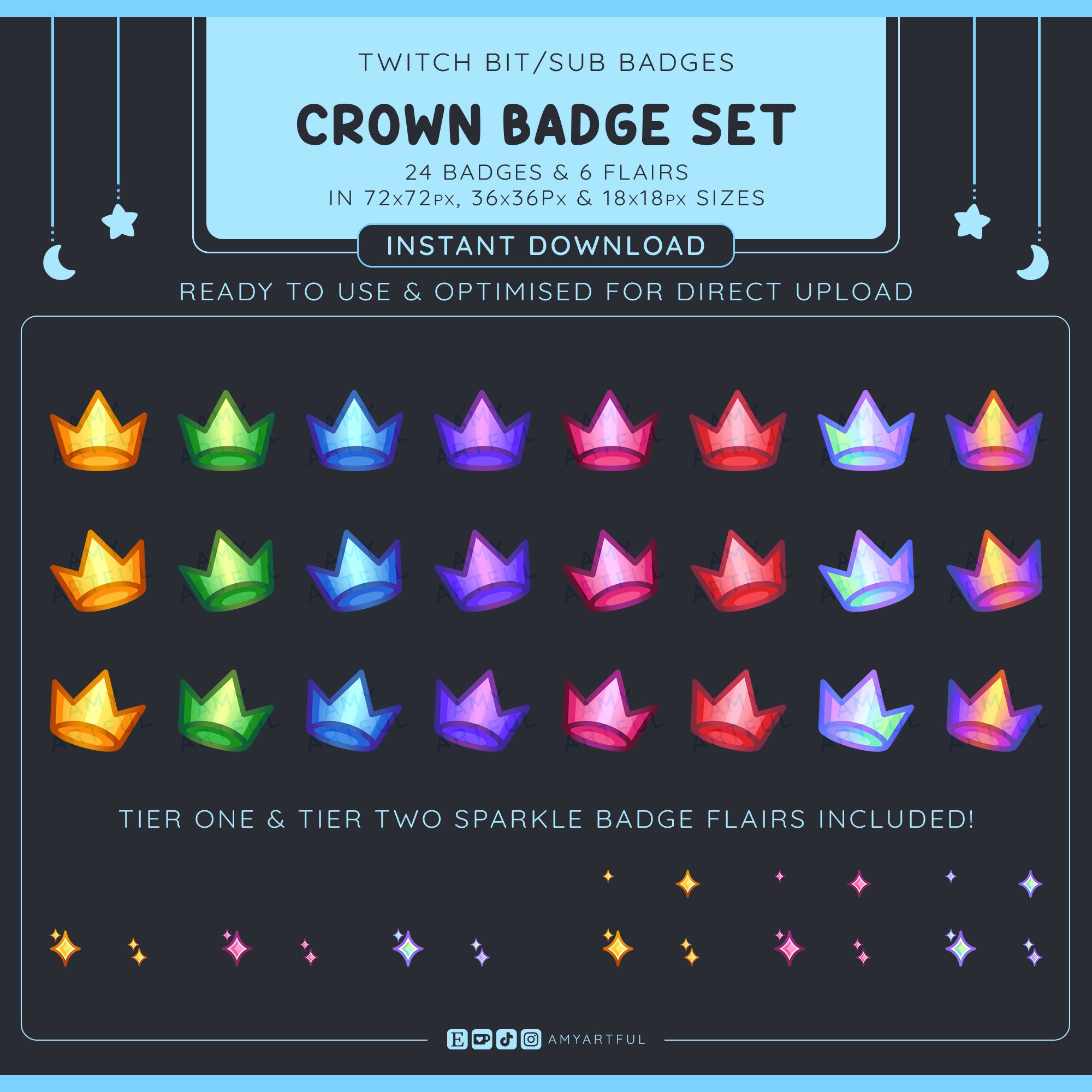 Twitch BIT SUB Badges / Flairs / Emotes / Emojis / Channel Art Pngs ...