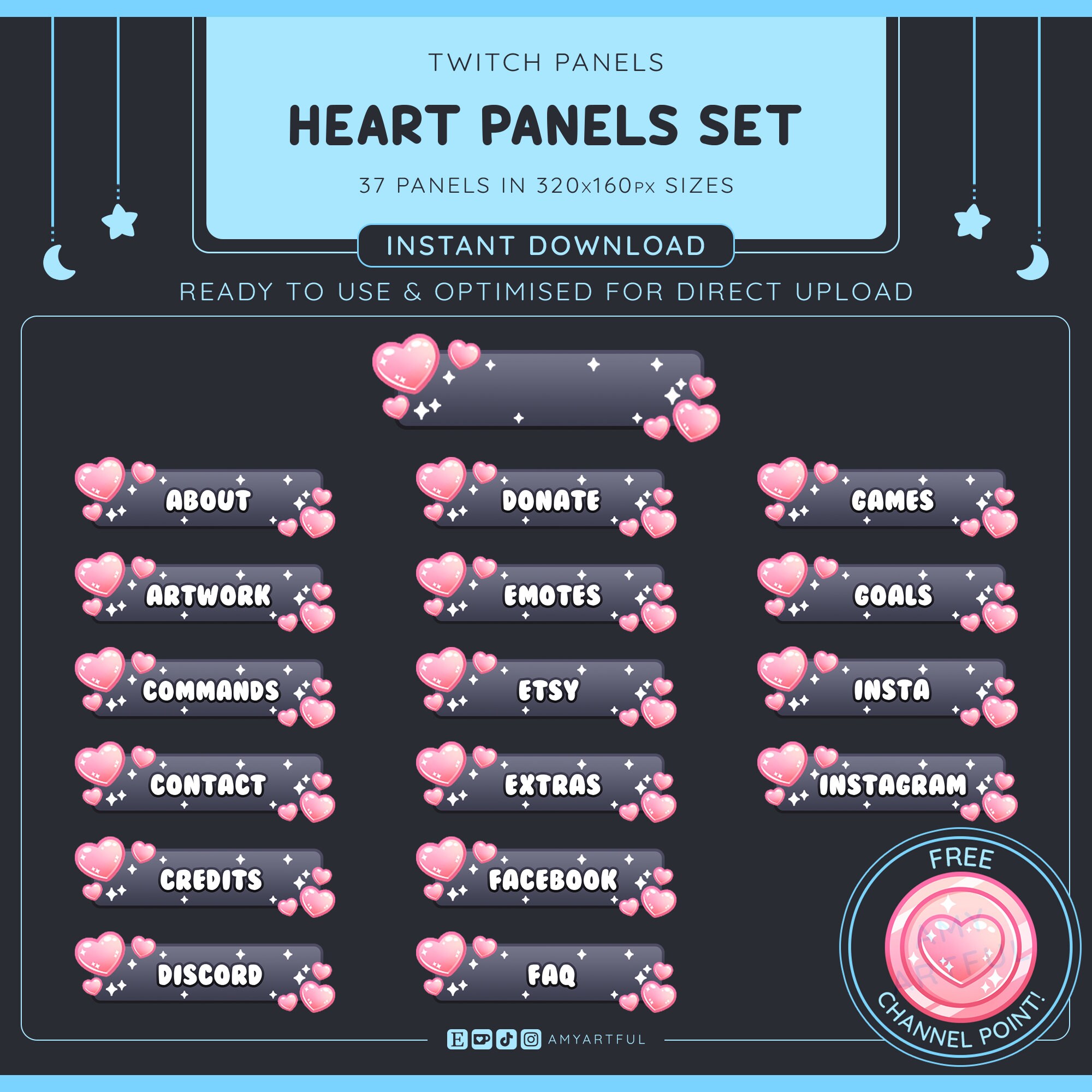 Twitch Panels / Channel Points Heart Panels Free Matching Channel Point ...