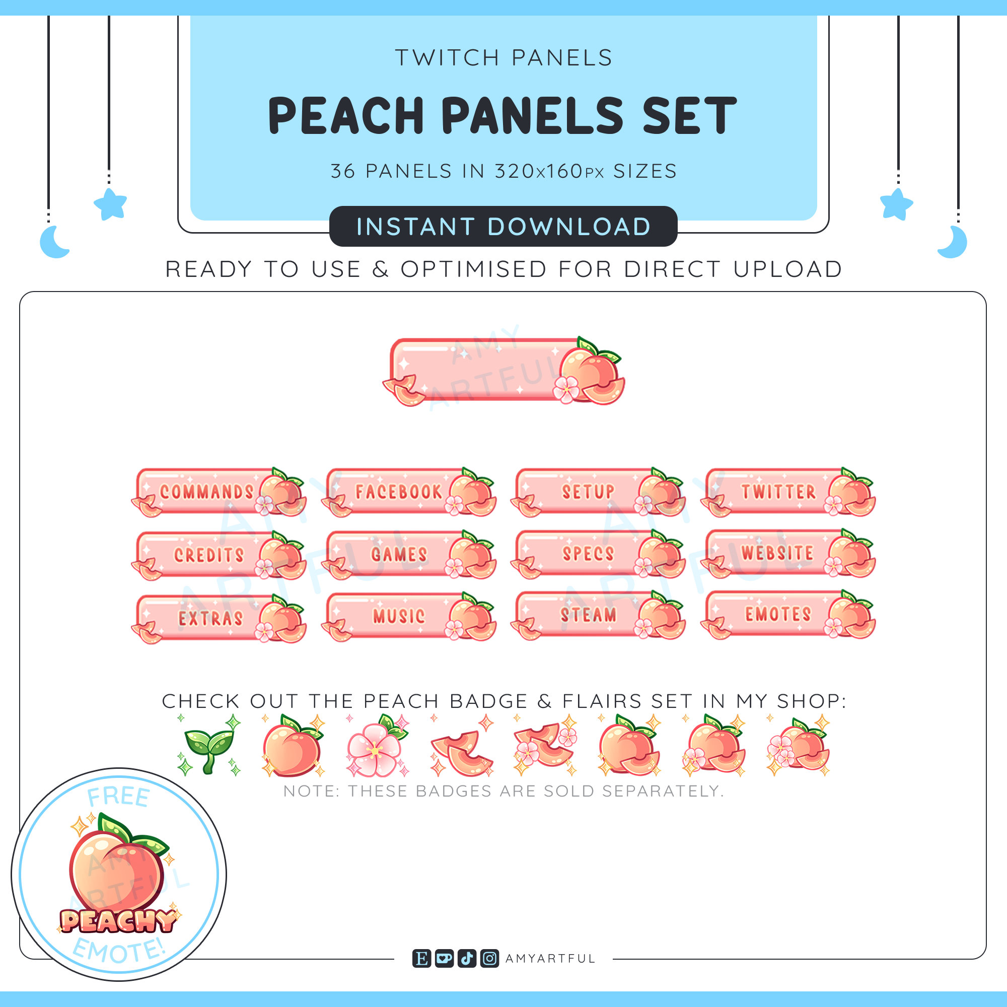 Twitch Panels / Banners / / Emotes / Badges / Channel Art Pngs Kawaii ...