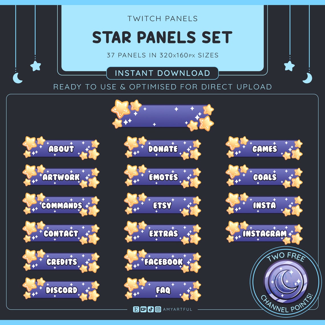Twitch Panels / Banners / / Emotes / Badges / Channel Art Pngs Star ...