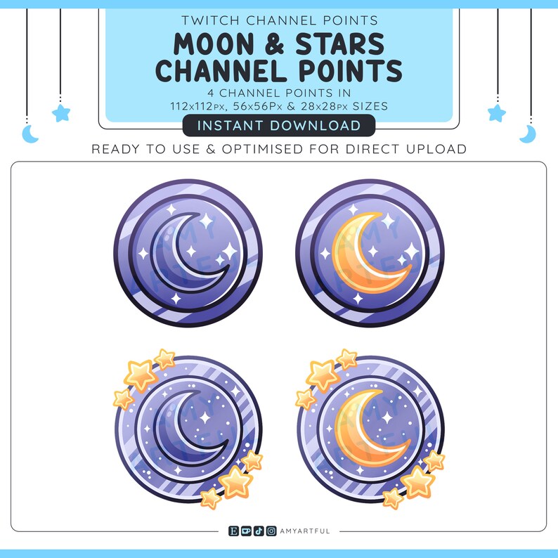 Twitch Channel Point / Emote / Channel Art Pngs Moon & Stars Coins ...