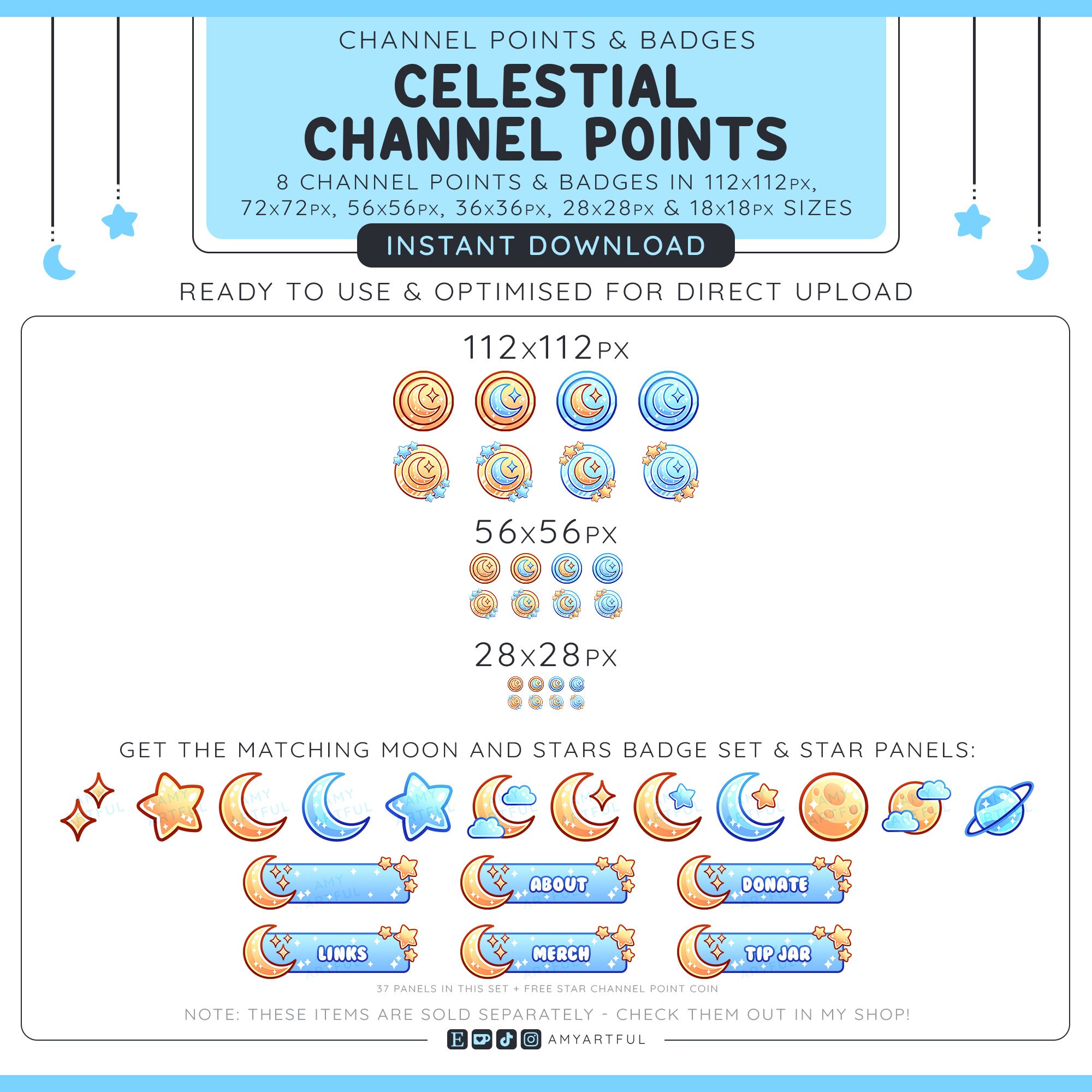 Twitch Channel Points / Emotes / SUB BIT Badges Celestial Coins Bundle ...
