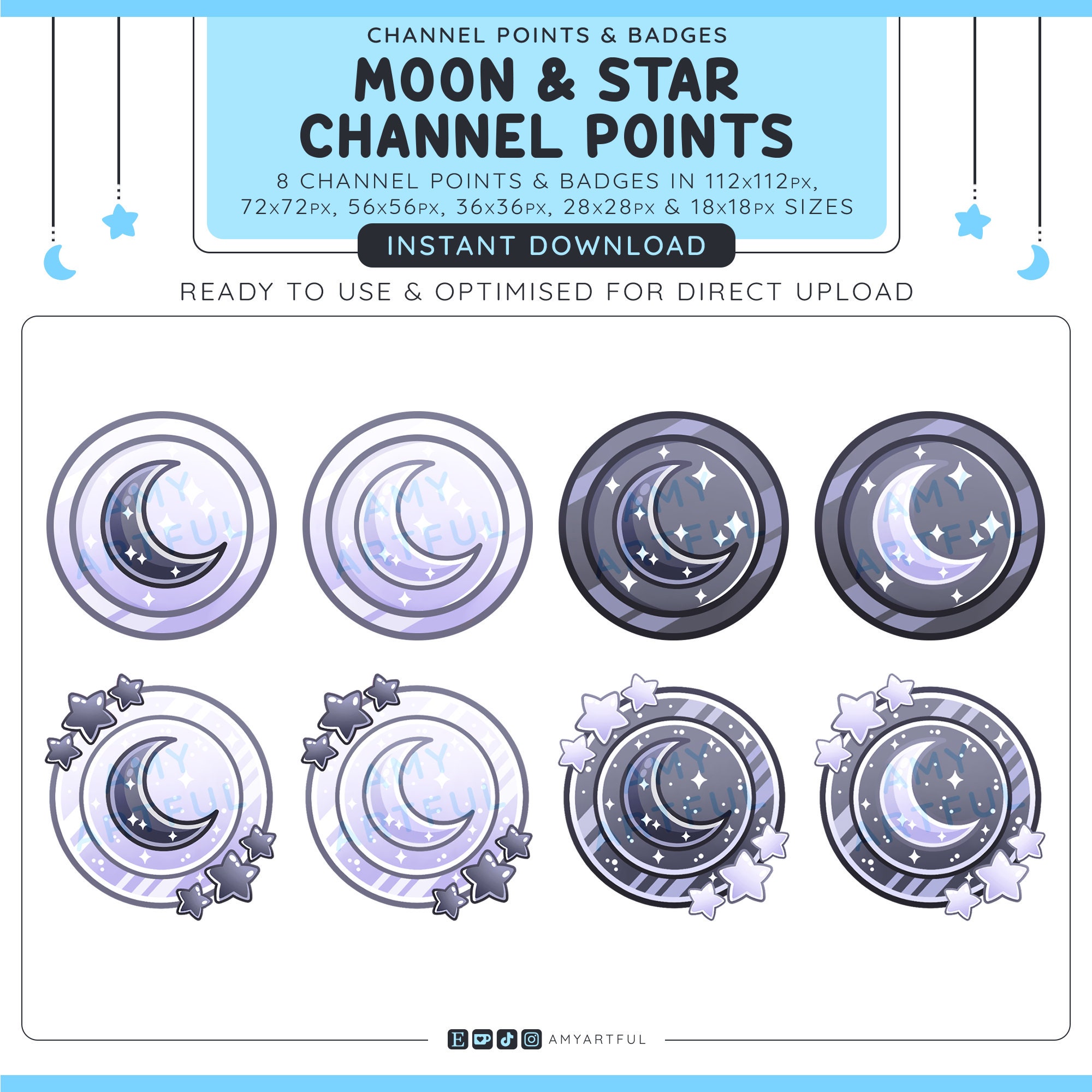 Twitch Channel Points / Emotes / Badges Moon & Stars Coins Bundle - Etsy