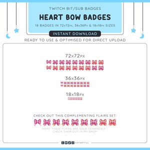 Twitch BIT / SUB Badges Cute Heart Bow Badges - Etsy