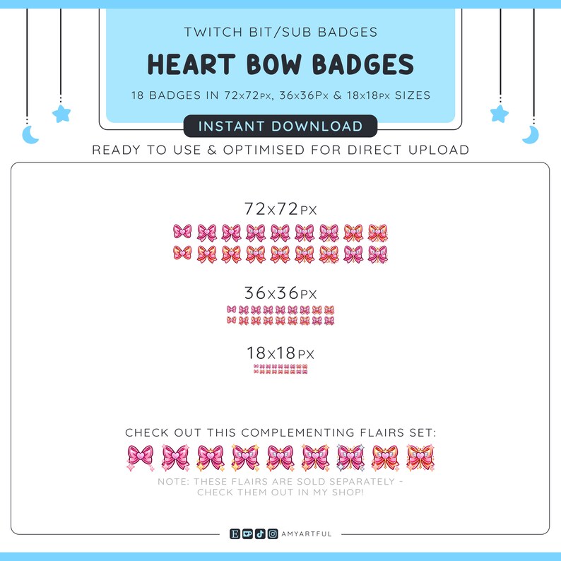 Twitch BIT / SUB Badges Cute Heart Bow Badges - Etsy