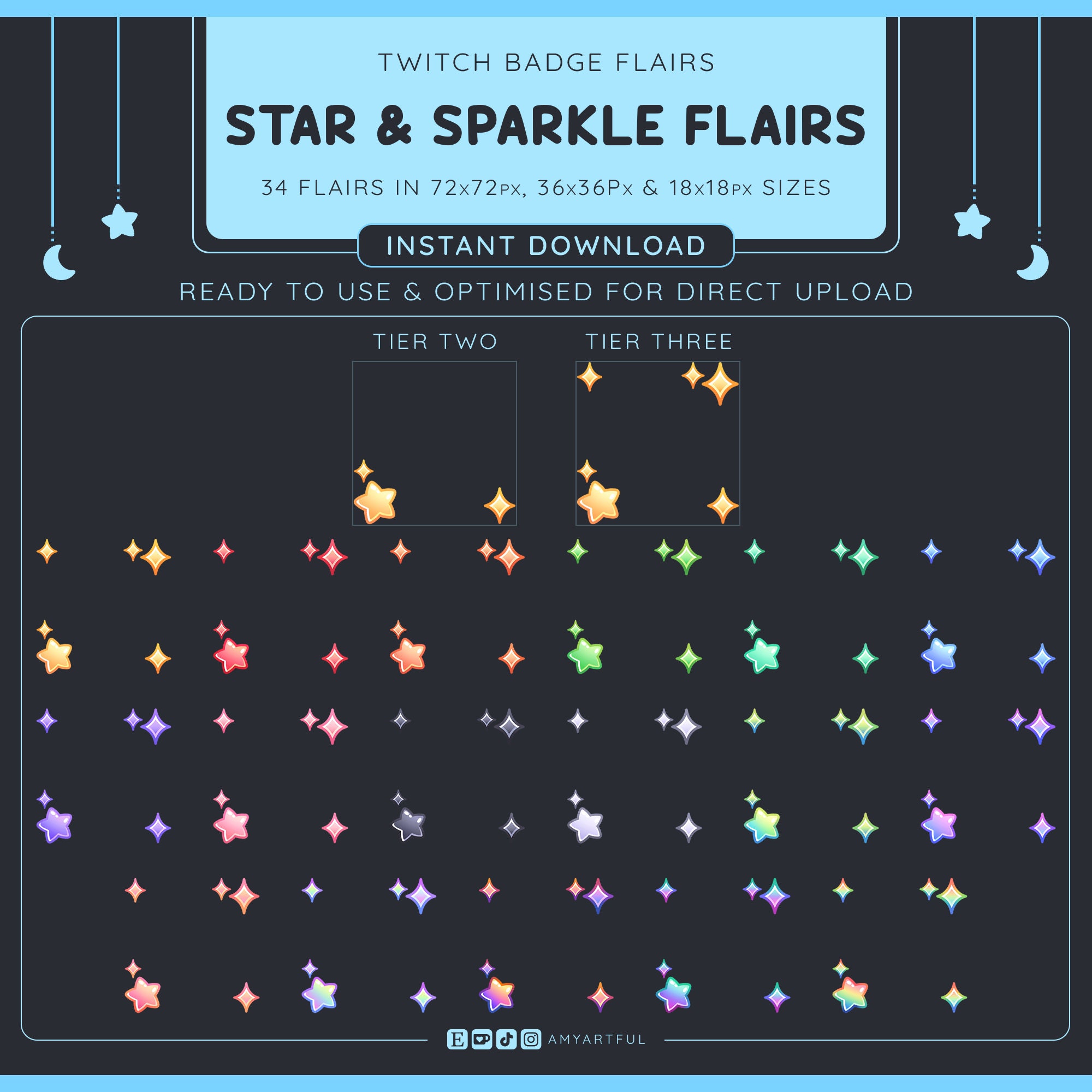 Twitch BIT SUB Badge Flairs Star & Sparkle Flairs - Etsy