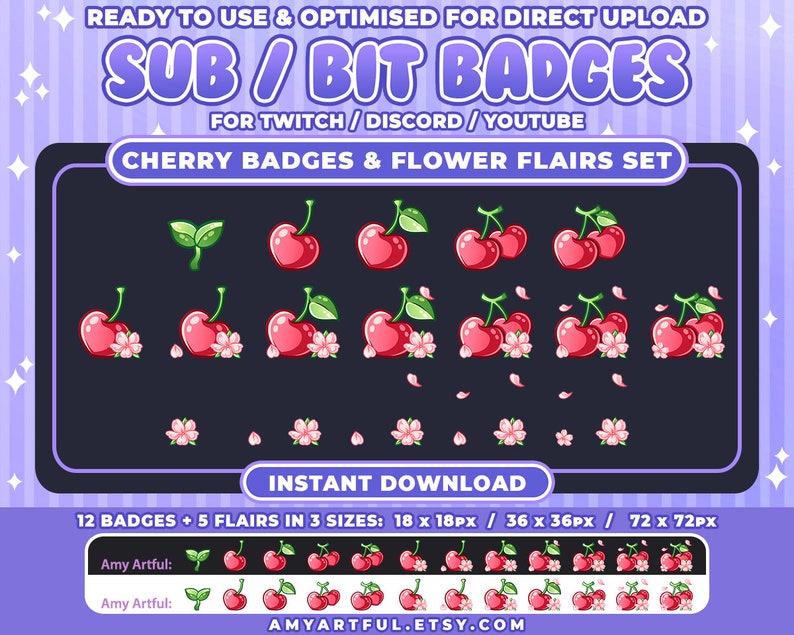 Twitch BIT SUB Badges / Flairs / Emotes / Emojis / Channel Art - Etsy