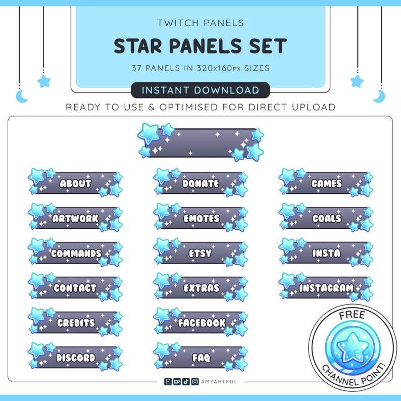 Twitch Panels / Banners / Emotes / Channel Art Pngs Star Panels Free ...