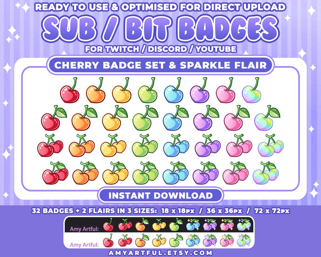 Twitch BIT SUB Badges / Flairs / Emotes / Emojis / Channel Art - Etsy