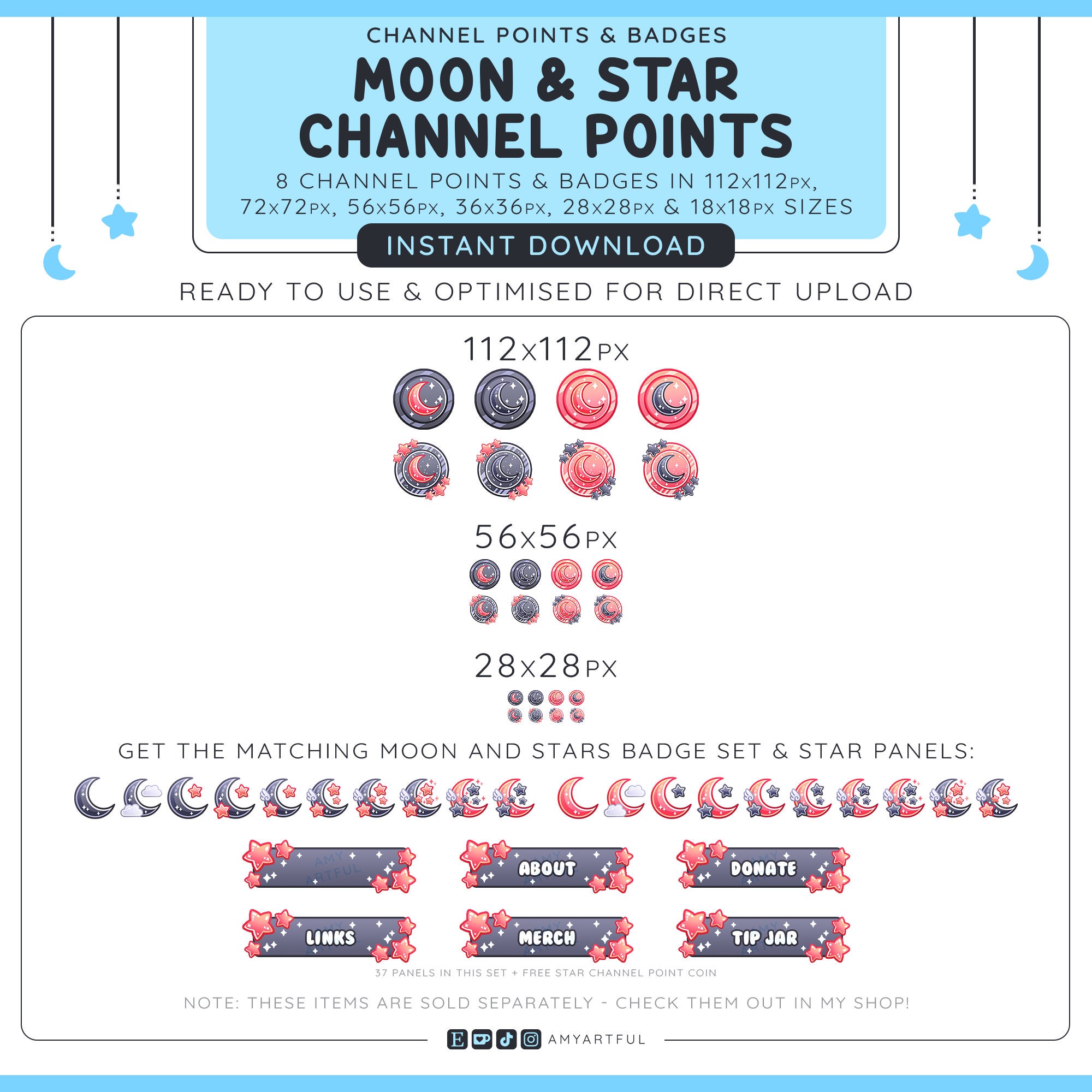 Twitch Channel Points / Emotes Moon & Stars Coins Bundle - Etsy