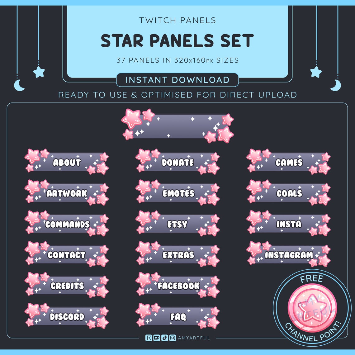 Twitch Panels / Banners / Emotes / Channel Art Pngs Star Panels Free ...