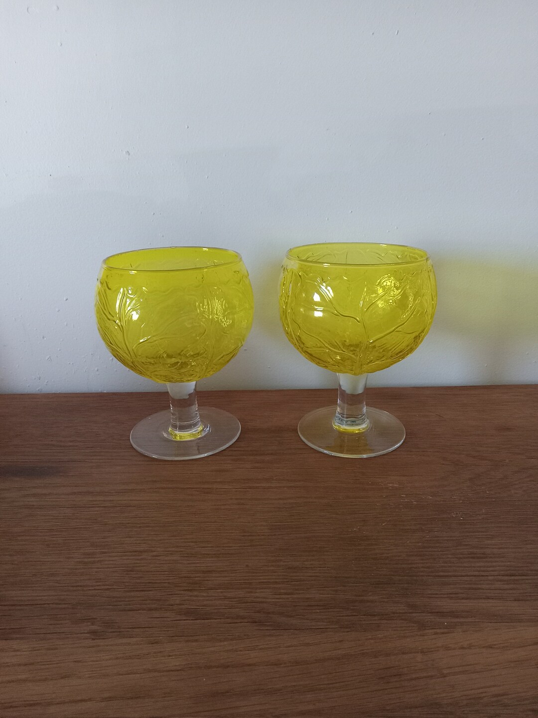 Vintage Yellow Cabbage 20 Oz Goblets Sigma Secla Set of 2 From Portugal ...