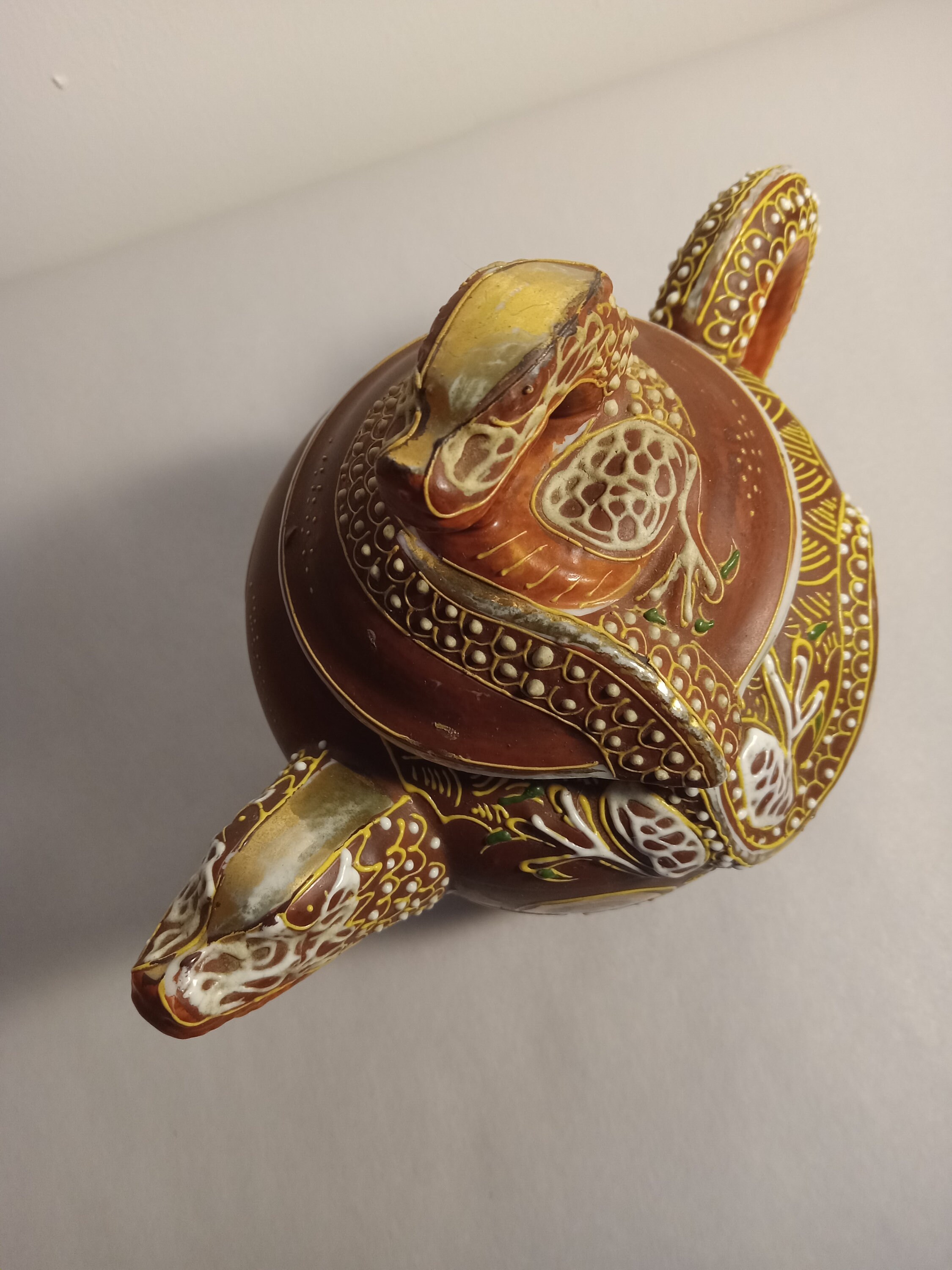 Vintage Japanese Kutani Moriage Dragon Ware 2 Cup Tea Pot Satsuma Style ...