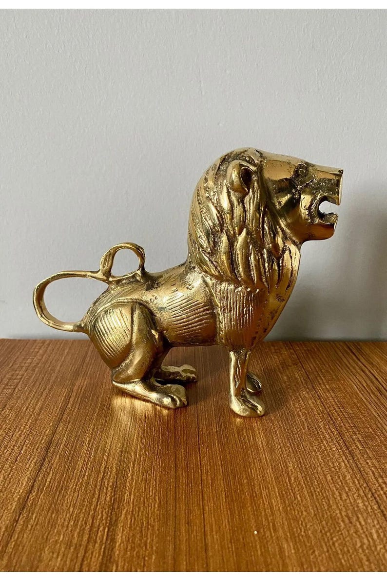 Gold Lion Statue Gold Statue Lion Home Decor Lion Table Decor Regal ...