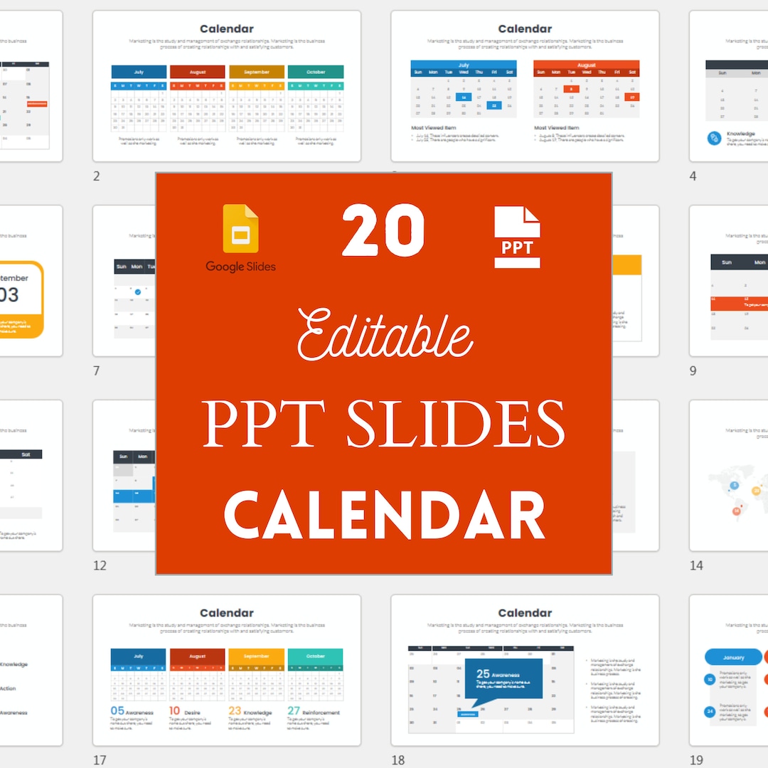 20 Calendar Highly Sorted PPT Editable Slides Template Calendar Theme ...