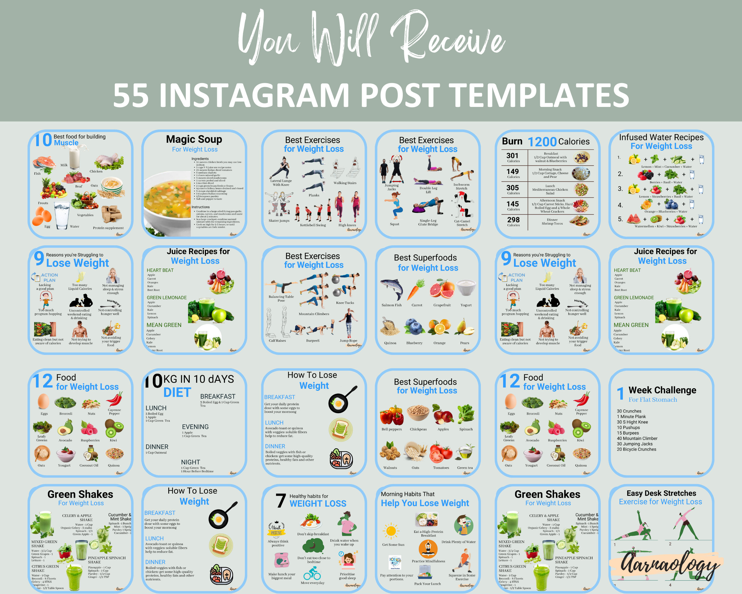 55 Health And Wellness Instagram Post Templates Canva Templates