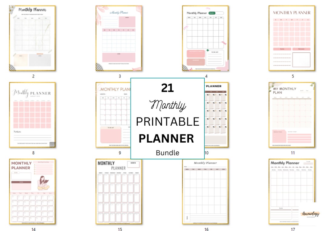 21 Monthly Printable Planners to Help You Stay Organized 21 Styles of ...