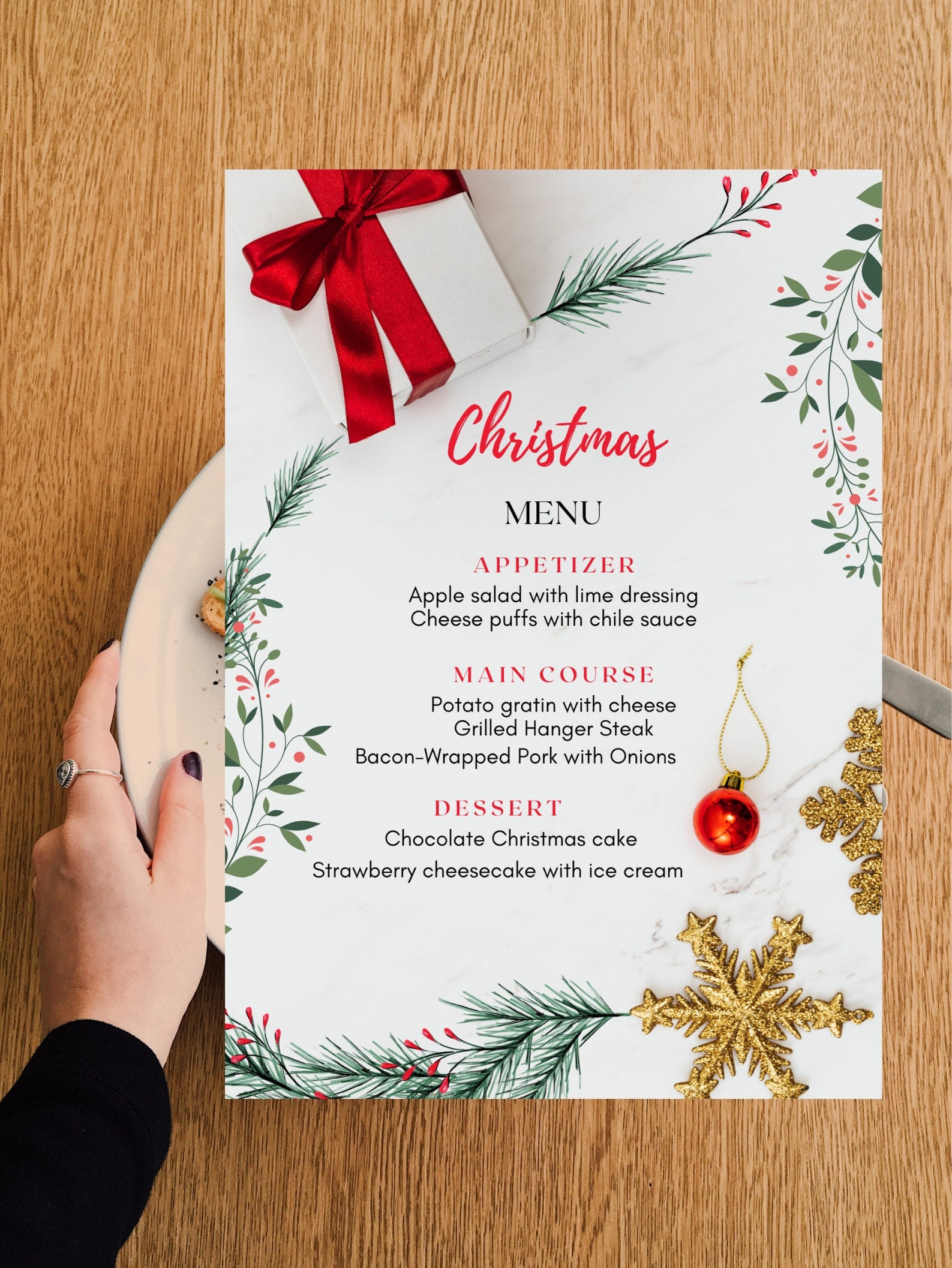 Christmas Menu Template, Christmas Menu, Printable Christmas Menu ...