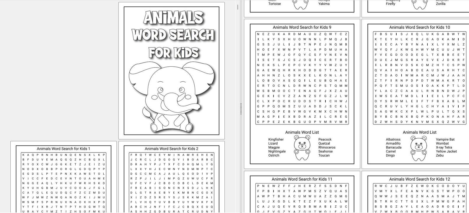 500+ Pages of Word Search Fun: From Animals to Unicorns & Beyond - Etsy