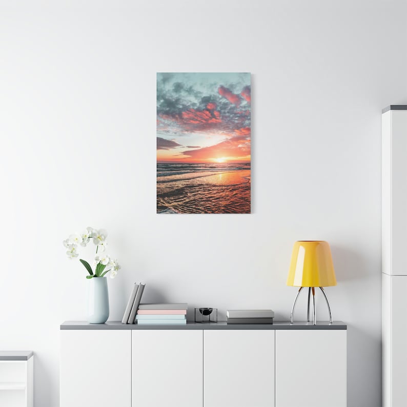 Pink Sunset Canvas Print Wall Decor Beach Canvas Art Home - Etsy