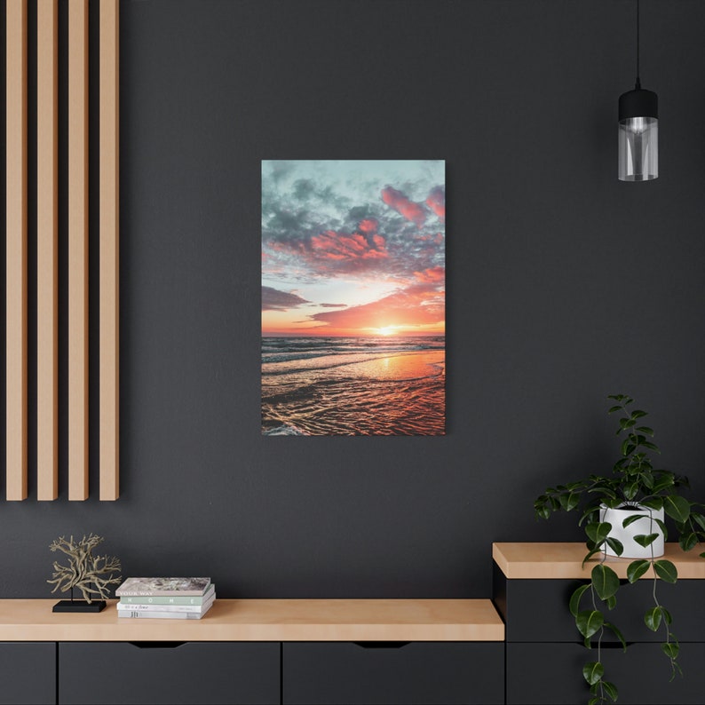 Pink Sunset Canvas Print Wall Decor, Beach Canvas Art Home Decor Canvas ...