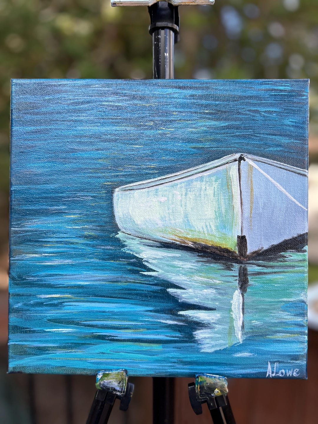 Anchored – Original Acrylic Painting | 10x10 | Nova Scotia Row Boat ...