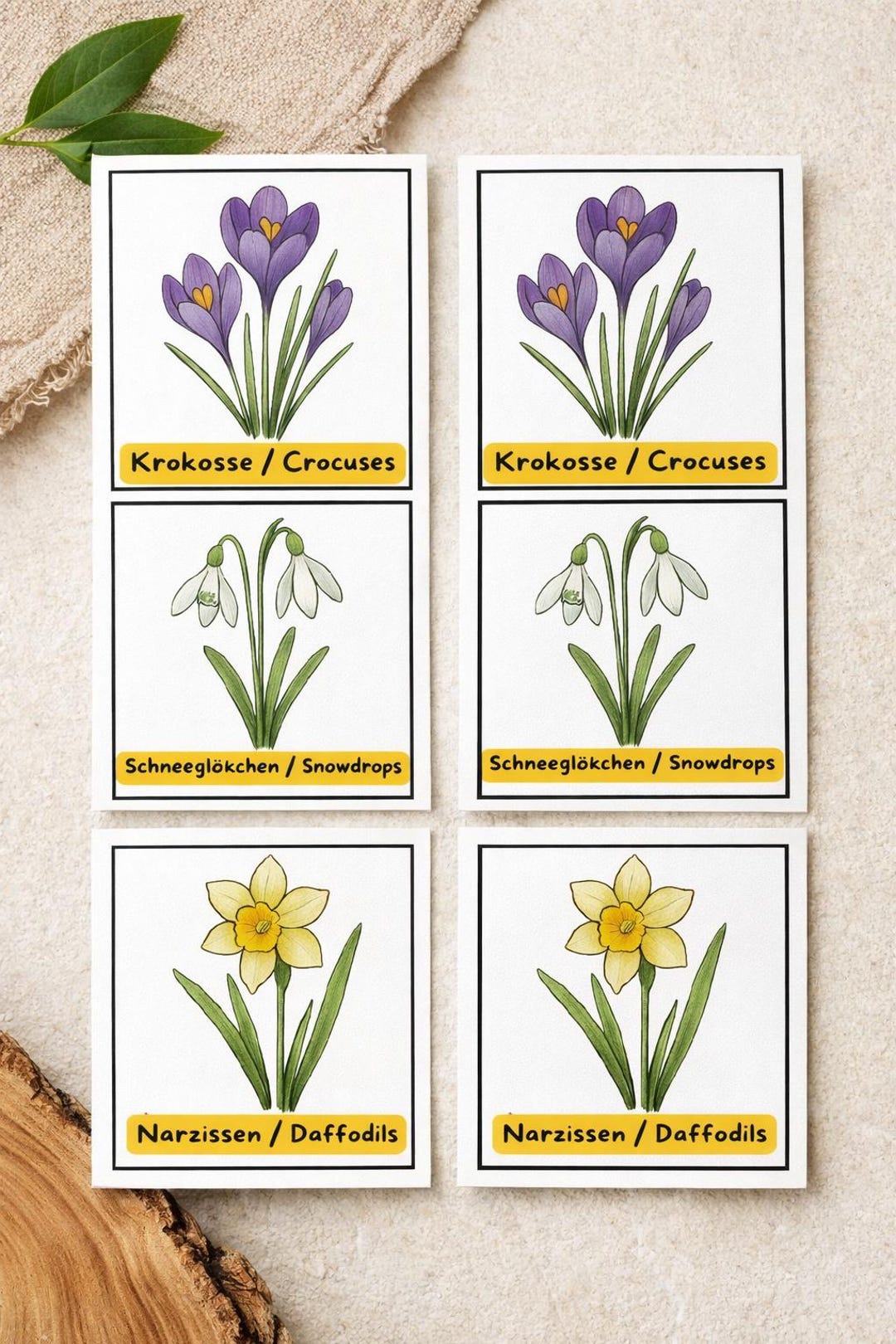 Montessori Frühlingsblumen Memory – Lernkarten Deutsch & Englisch ...