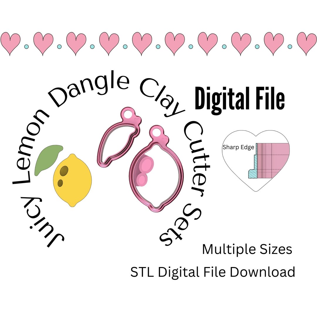 Lemon Fruit Stud and Dangle Sets Clay Cutter Set STL Digital Download ...