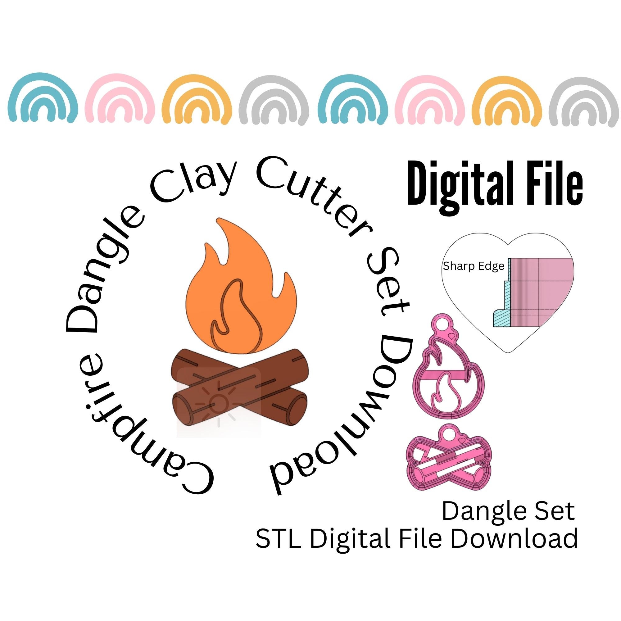 Campfire Dangle Clay Cutter Set STL File Digital Download - Etsy