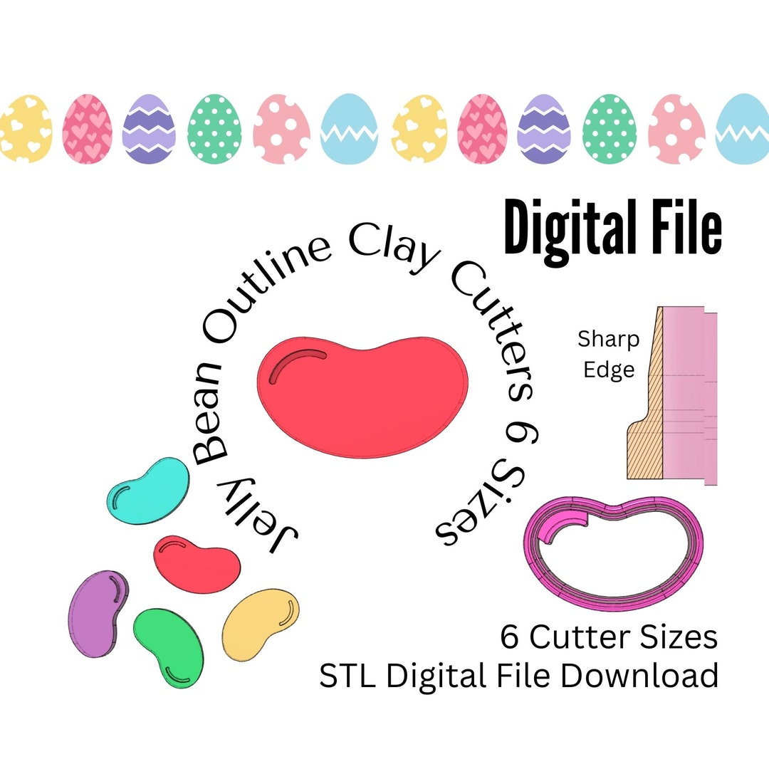 Jelly Bean Outline Easter Candy Clay Cutter STL File Digital Downloads ...