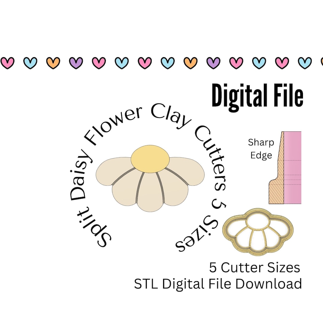 Split Daisy Flower Clay Cutters STL Digital Download Files - Etsy