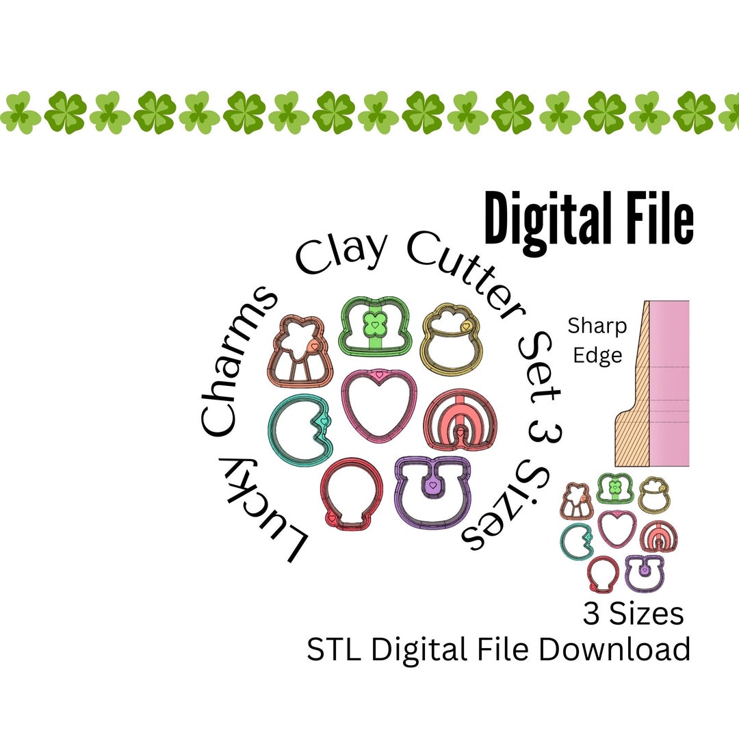 Lucky Shape Charms Stud Dangle St Patricks STL Digital Download Files ...