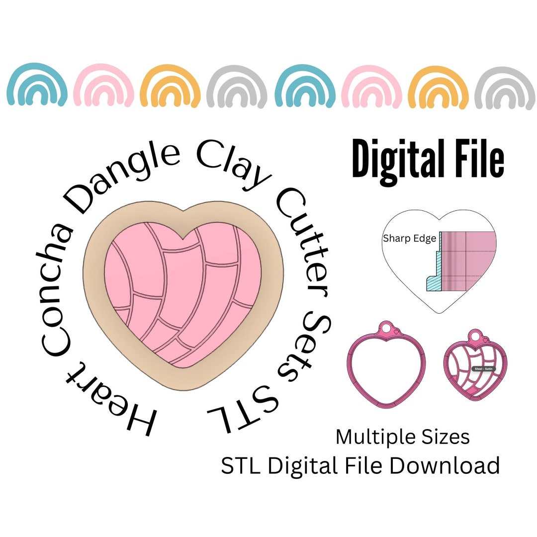 Mexican Pastry Heart Concha Cinco De Mayo Clay Cutter STL Digital ...