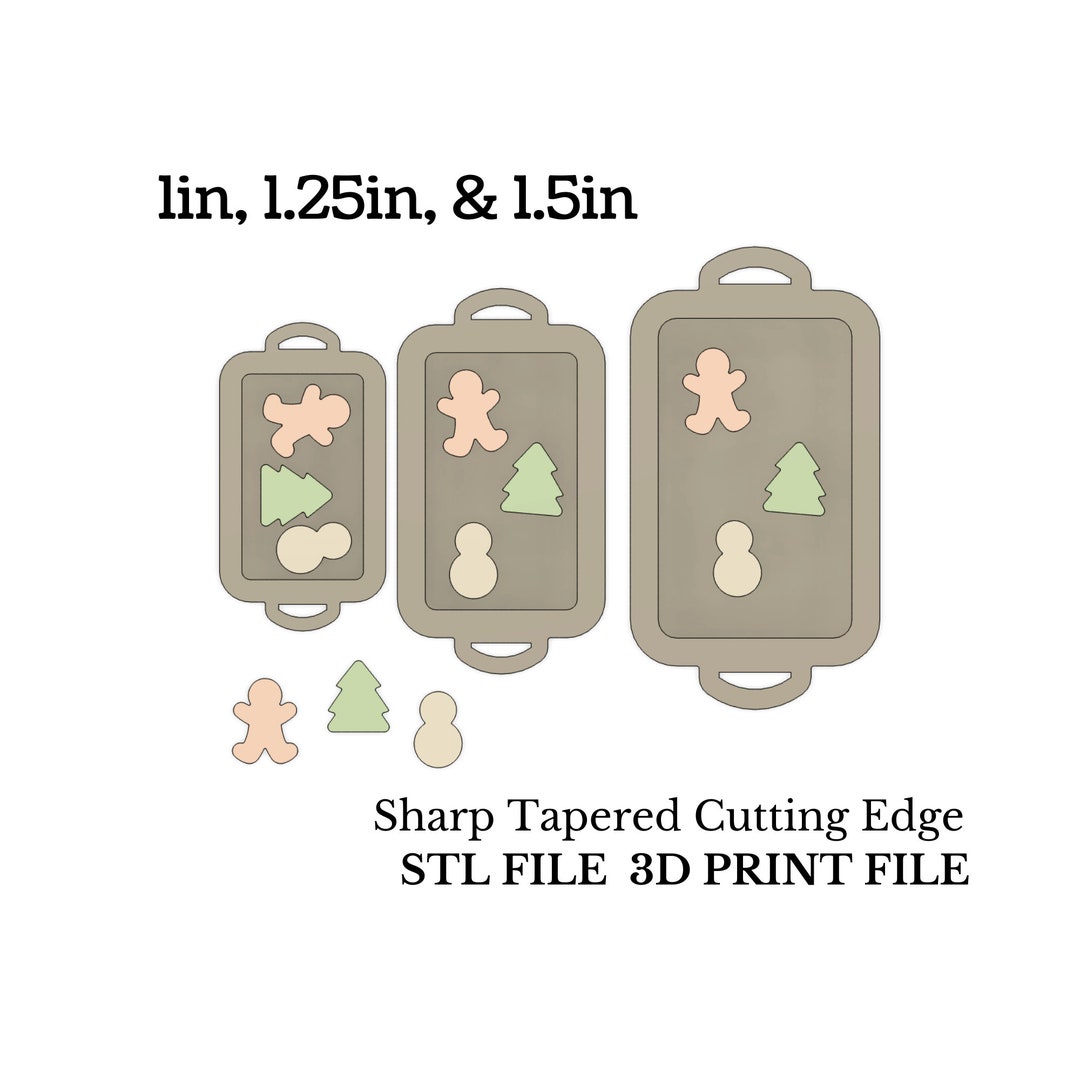 Christmas Cookie Tray Gingerbread Man Christmas Tree Snowman Set STL ...