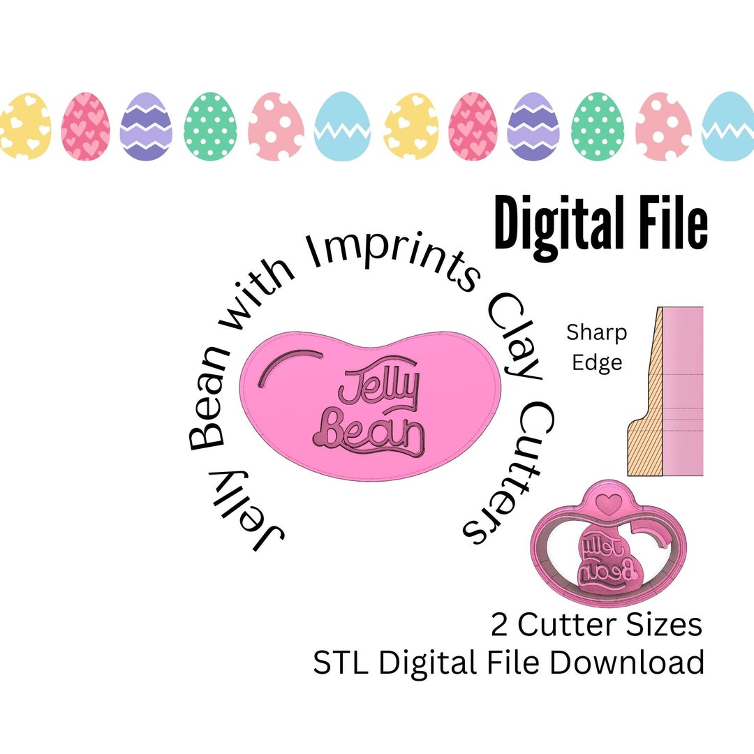 Jelly Bean With Imprints Easter Candy Clay Cutter STL File Digital ...
