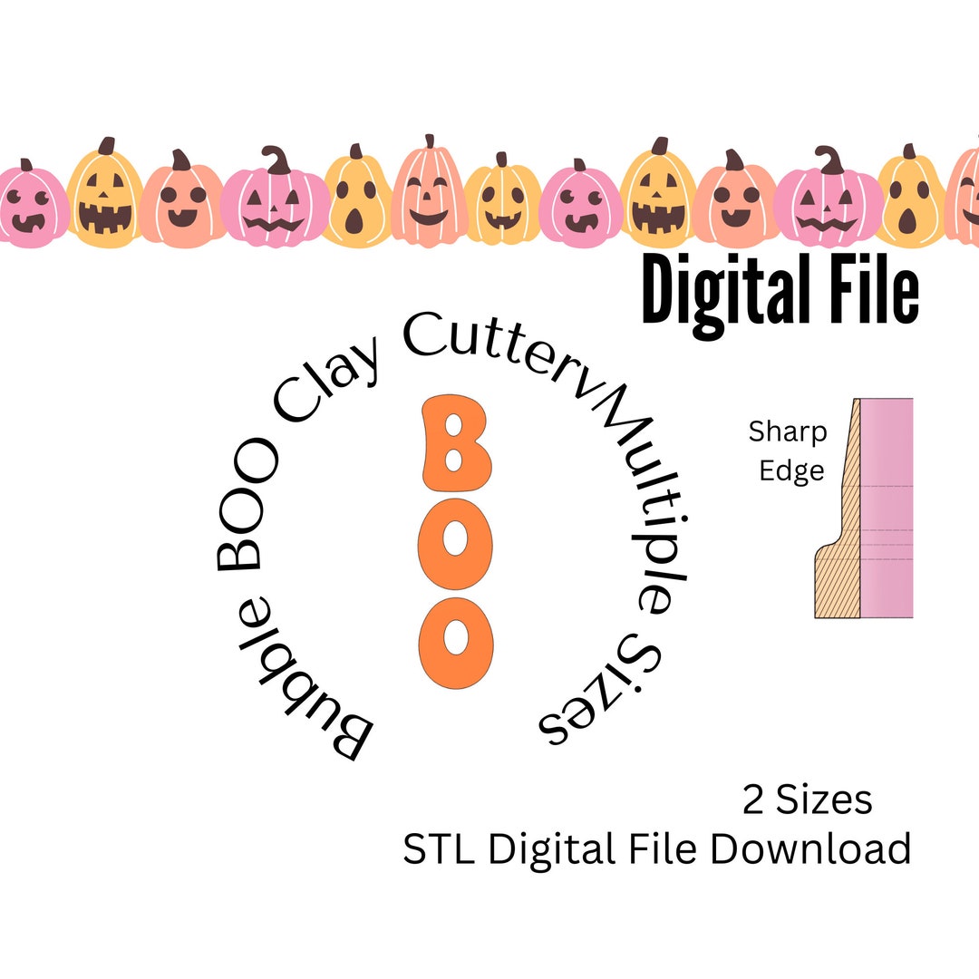 Bubble Letter BOO Halloween Clay Cutter STL Digital Download Files - Etsy
