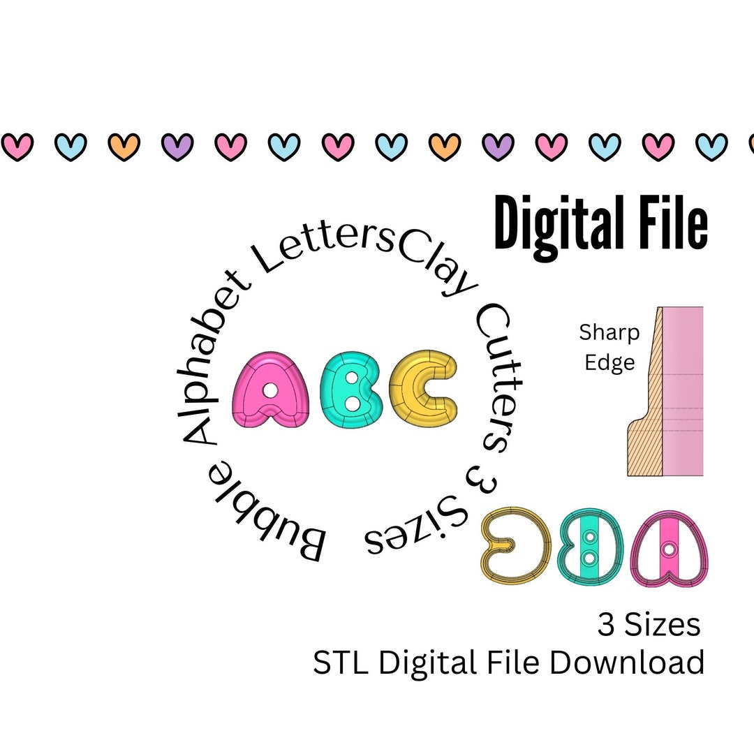 Bubble Alphabet Letters Clay Cutter Set Files | STL File | Digital ...