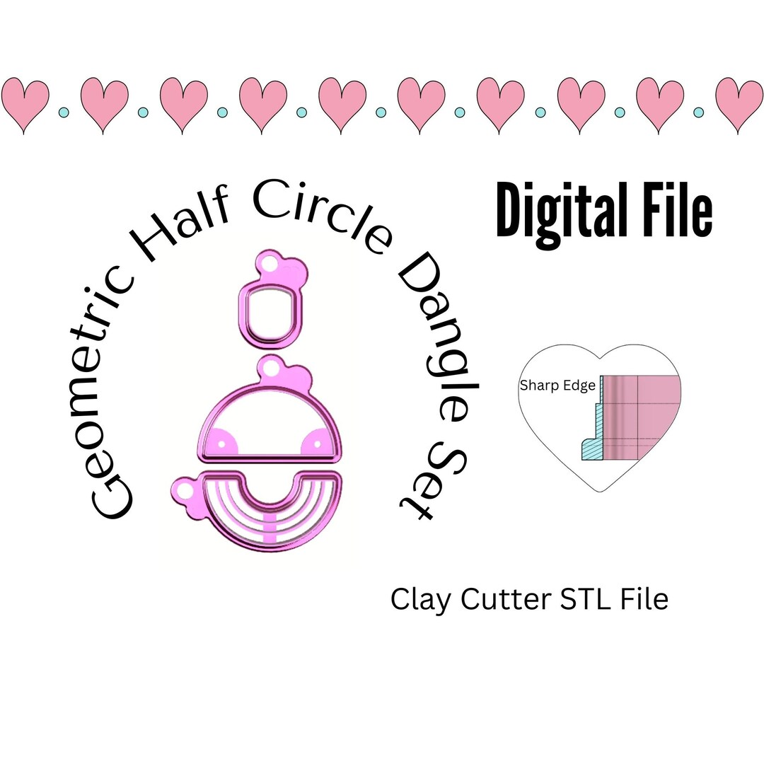 Geometric Half Circle Clay Cutter Set STL Digital Download Files - Etsy