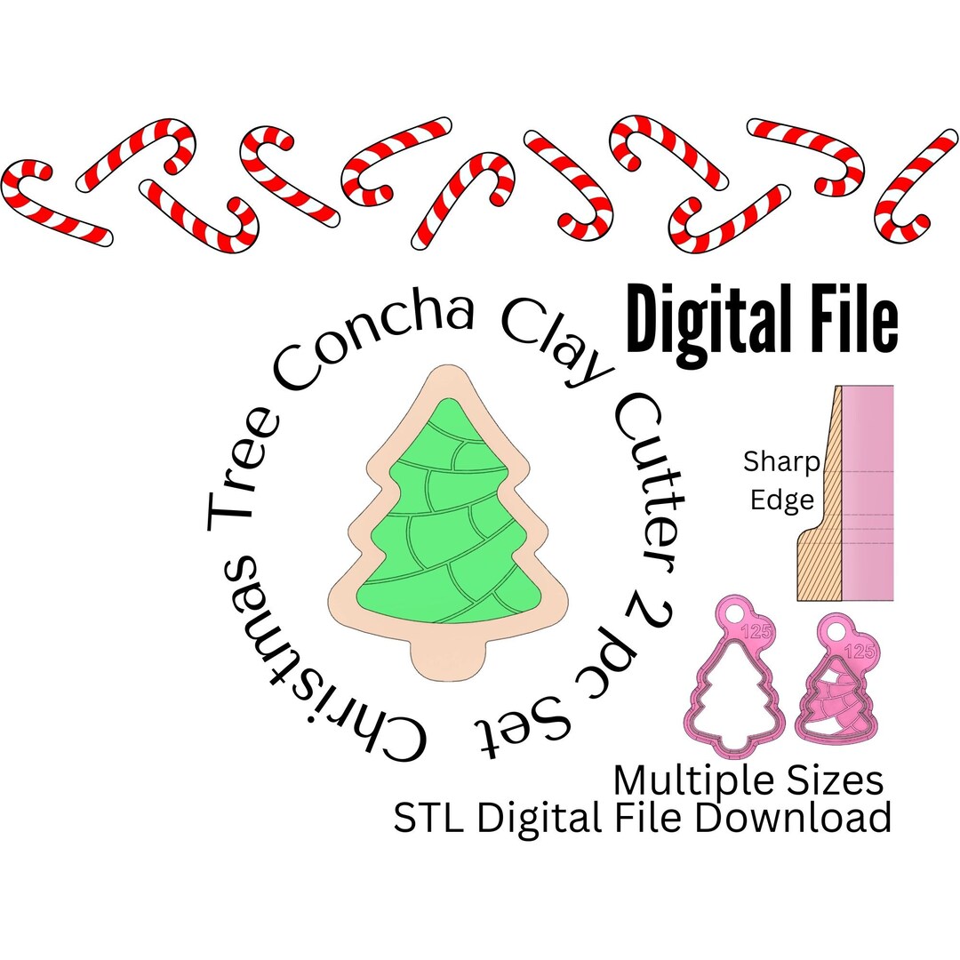 Christmas Tree Concha Clay Cutter Set STL File Digital Downloads - Etsy