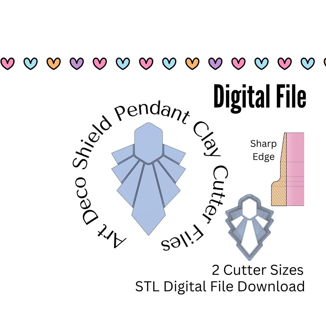 Art Deco Shield Geometric Pendant Earring Clay Cutter STL Digital Download Files - Etsy