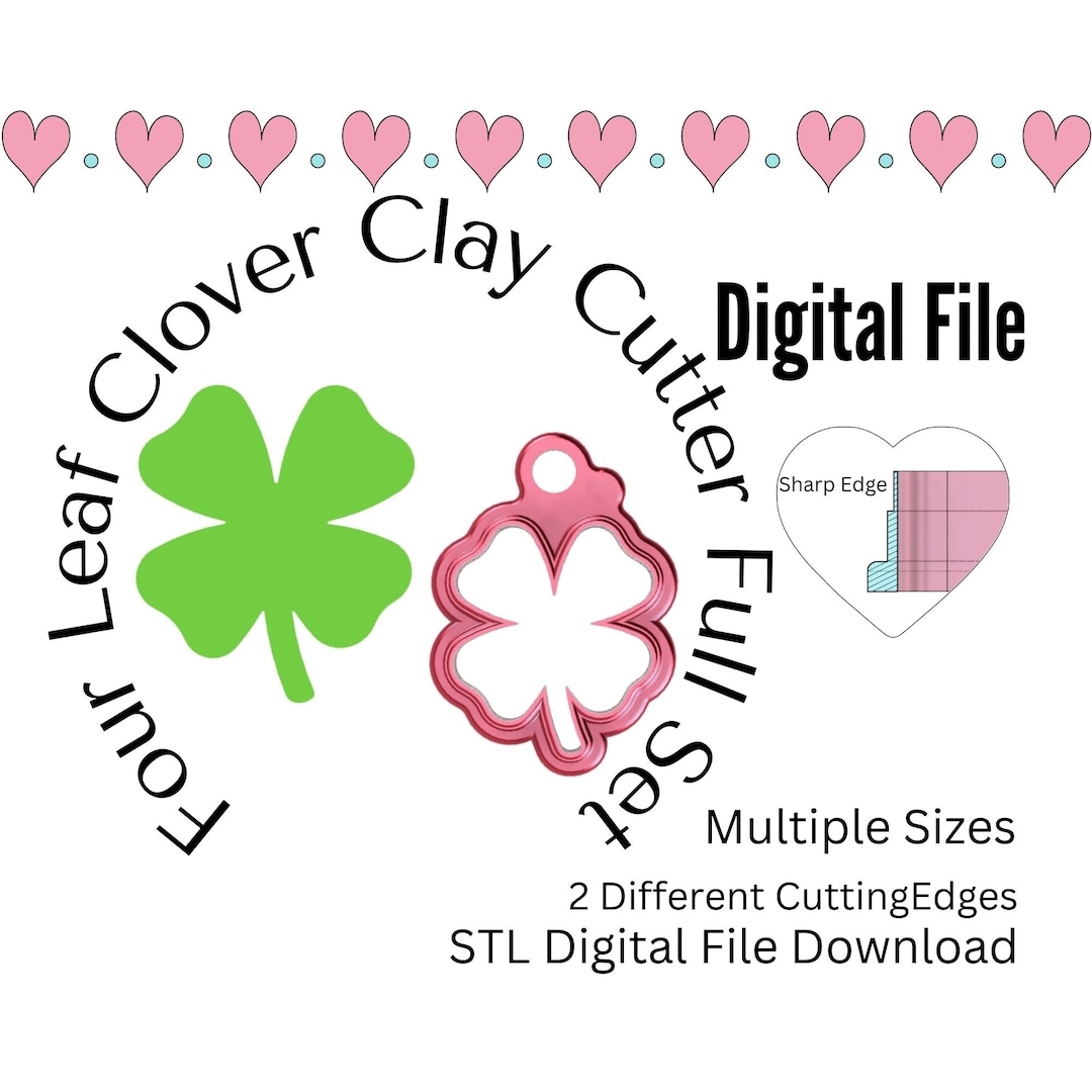 Saint Patricks Day Four Leaf Clover Clay Cutters Download - Etsy