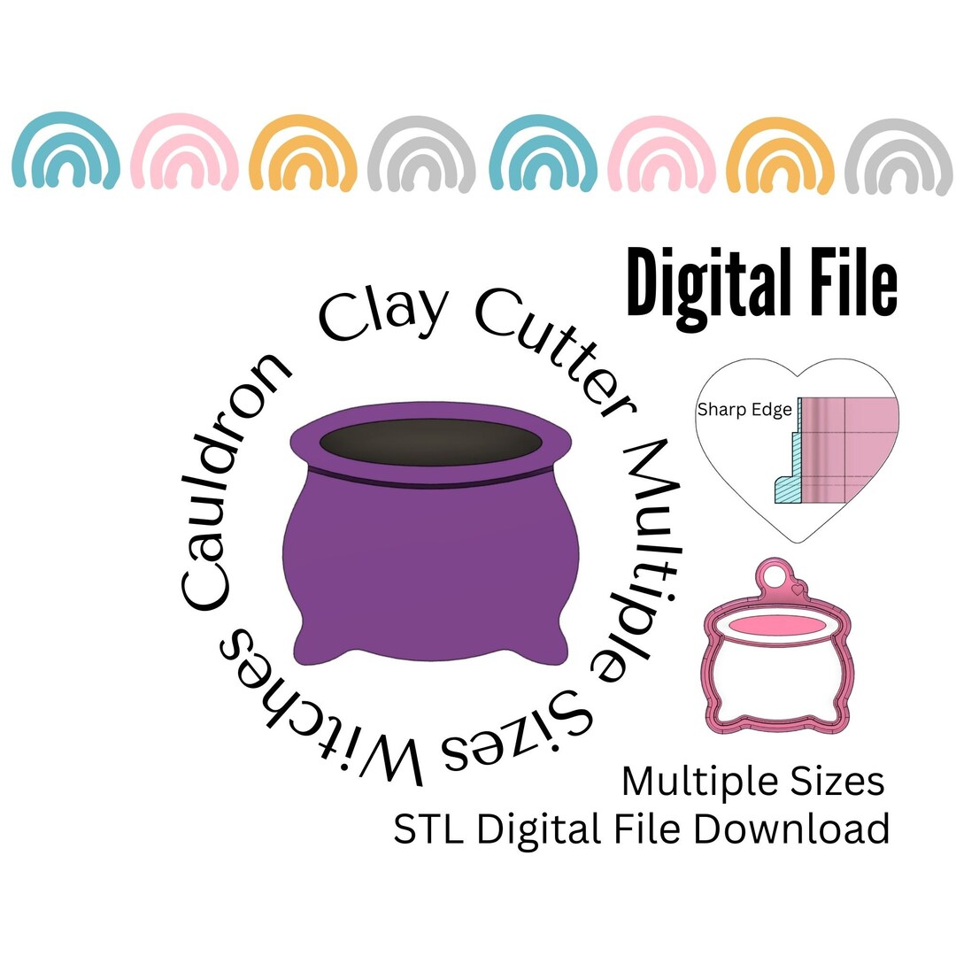 Witches Cauldron Stud & Dangle Clay Cutter STL Digital Download Files ...