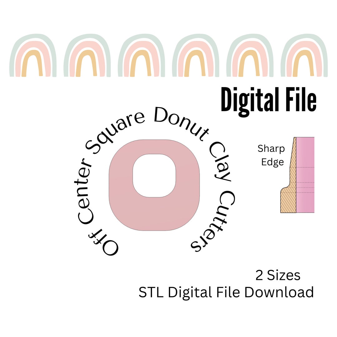 Boho off Center Square Donut Clay Cutter STL Digital Download Files - Etsy