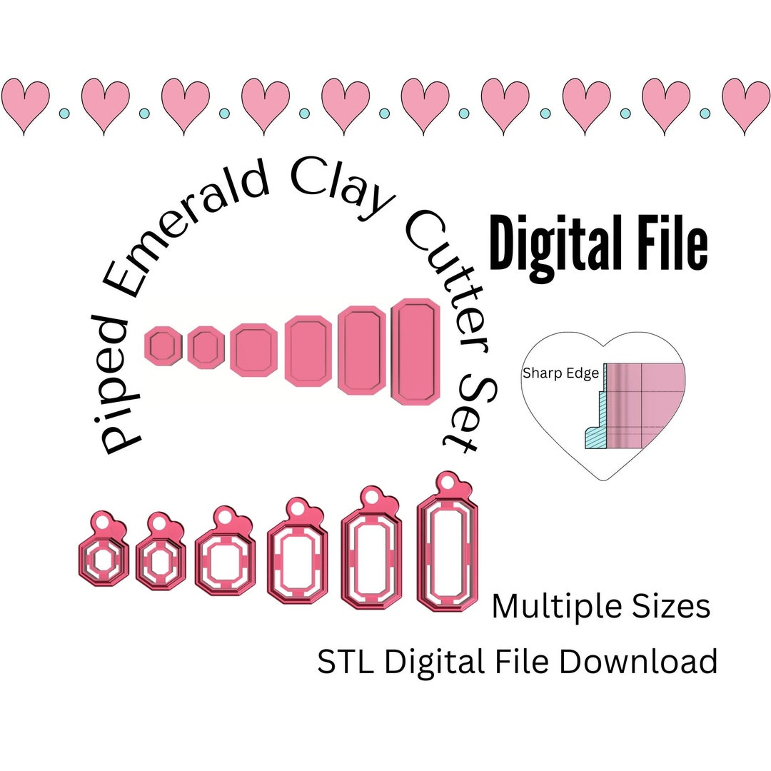 Piped Rectangle Emerald Clay Cutter File | STL 3D Print | Digital ...