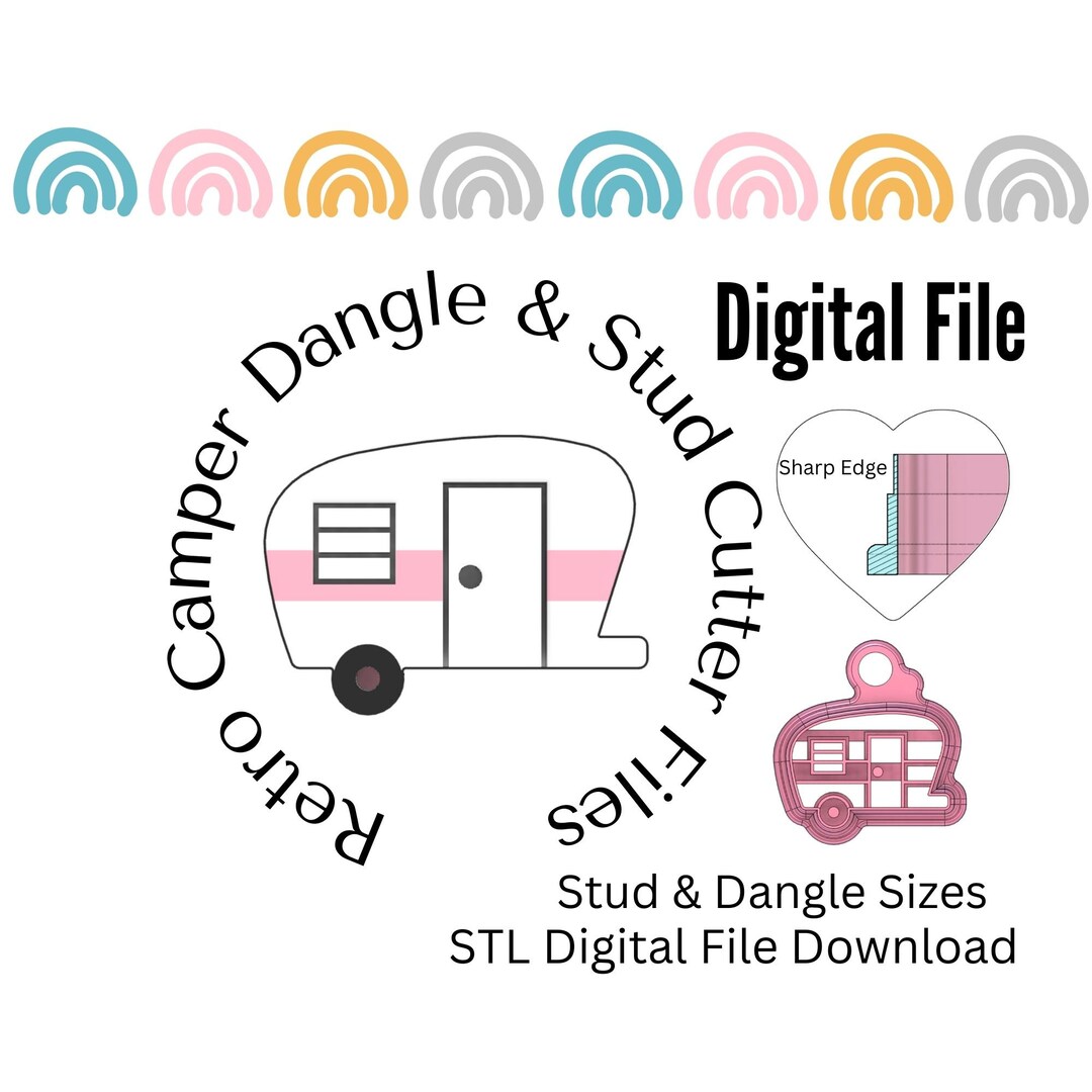 Retro Camper Stud & Dangle Clay Cutter STL Digital Download Files - Etsy