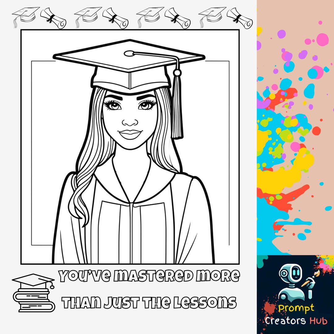Graduation Celebration Coloring 30 Page Printable Bundle for All Ages 8 ...